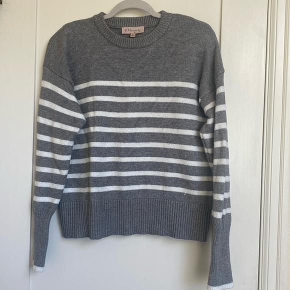 Philosophy | Sweaters | Grey And White Stripped Philosophy Sweater In ...